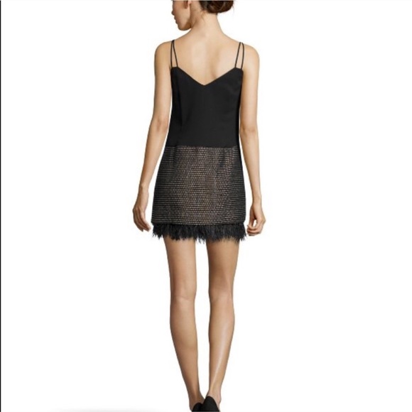 Greylin | Dresses | Greylin Black Czar Feather Trim Tweed Dress S ...